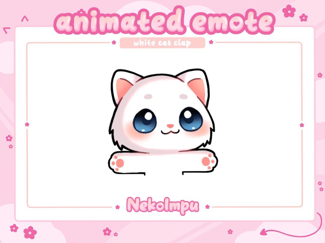 Animated White Cat Clapping Emote (twitch/discord/youtube) - Kawaii ...