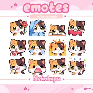 Calico Cat Emotes Pack 1 (twitch/discord/youtube) - Kawaii - Kitty ...