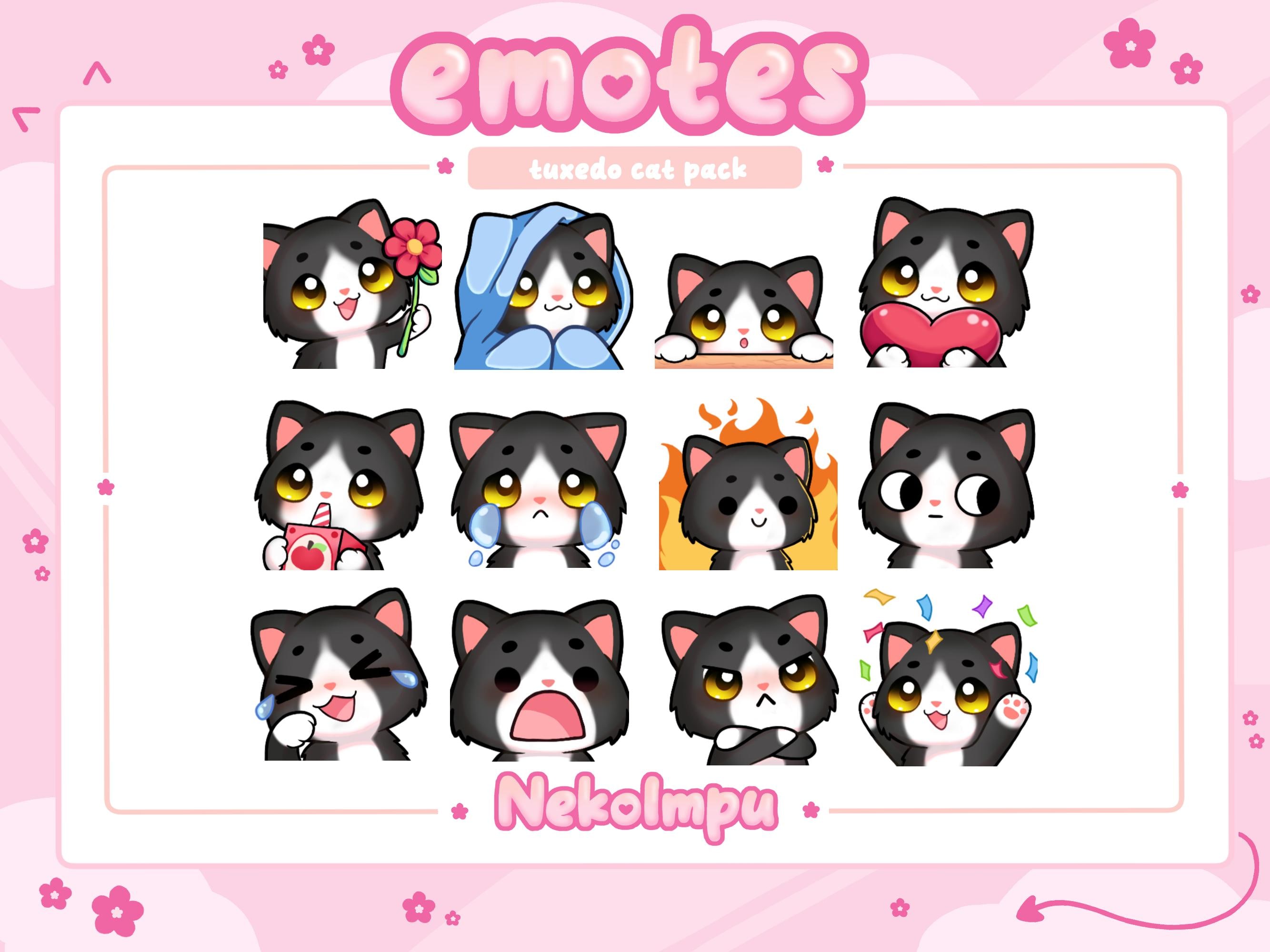Tuxedo Cat Emotes Pack #1 (twitch/discord/youtube) - Kawaii - Kitty ...