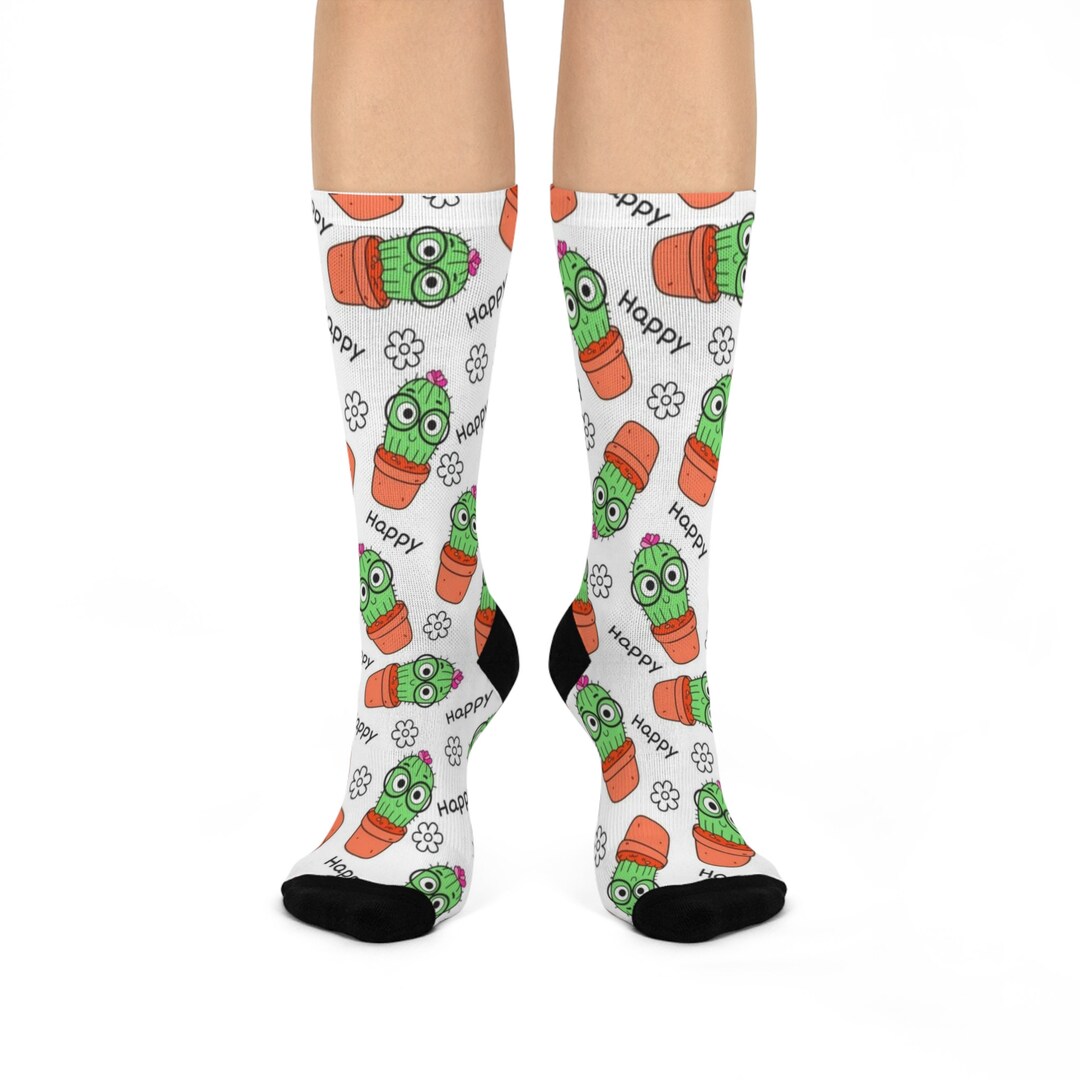 Cactus Funny Socks Cactus Socks Cactus Cushioned Crew Socks - Etsy