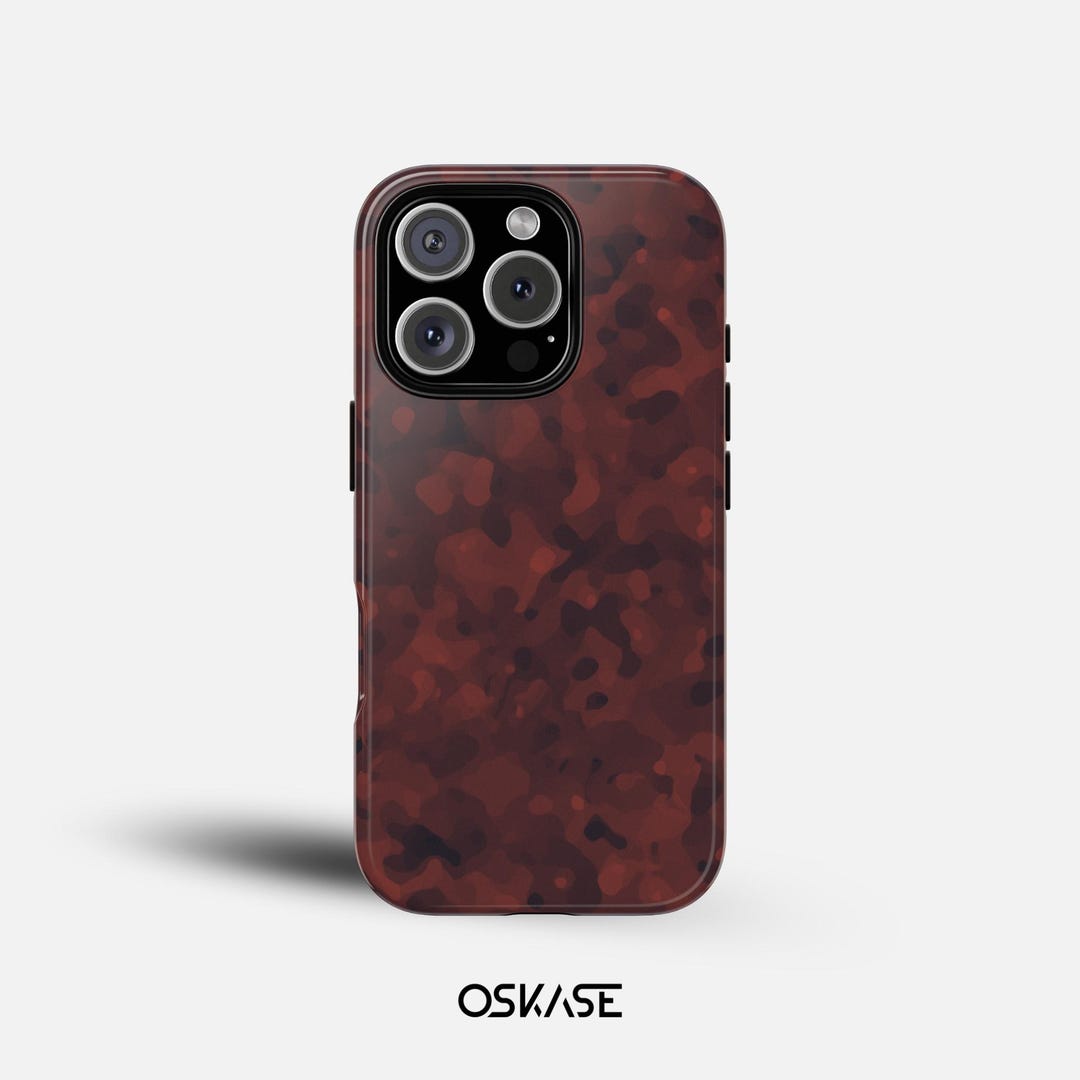 Maroon Tortoise Shell Case for iPhone 16 Pro, iPhone 14 Plus, iPhone 13 ...