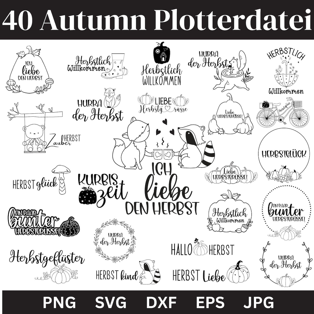 Herbst Svg Bundle, Herbst Kürbis Svg Hallo Herbst, Pilz SVG, Herbst Spruch SVG, Plotterdatei ...