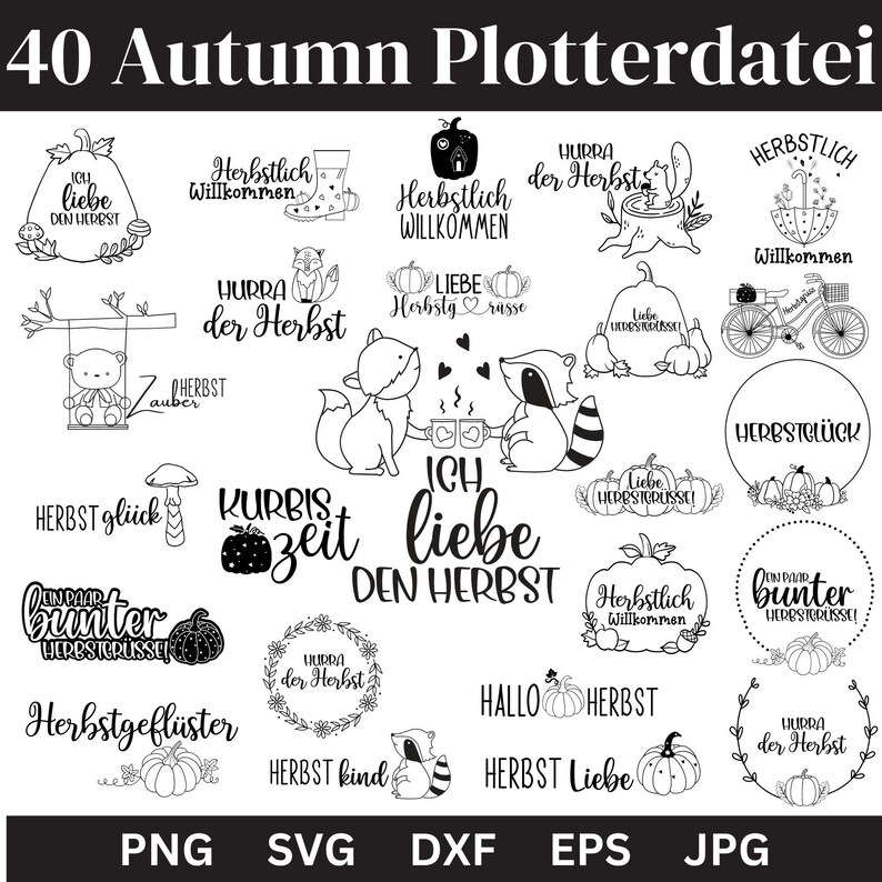 Herbst Svg Bundle, Herbst Kürbis Svg Hallo Herbst, Pilz SVG, Herbst Spruch SVG, Plotterdatei ...