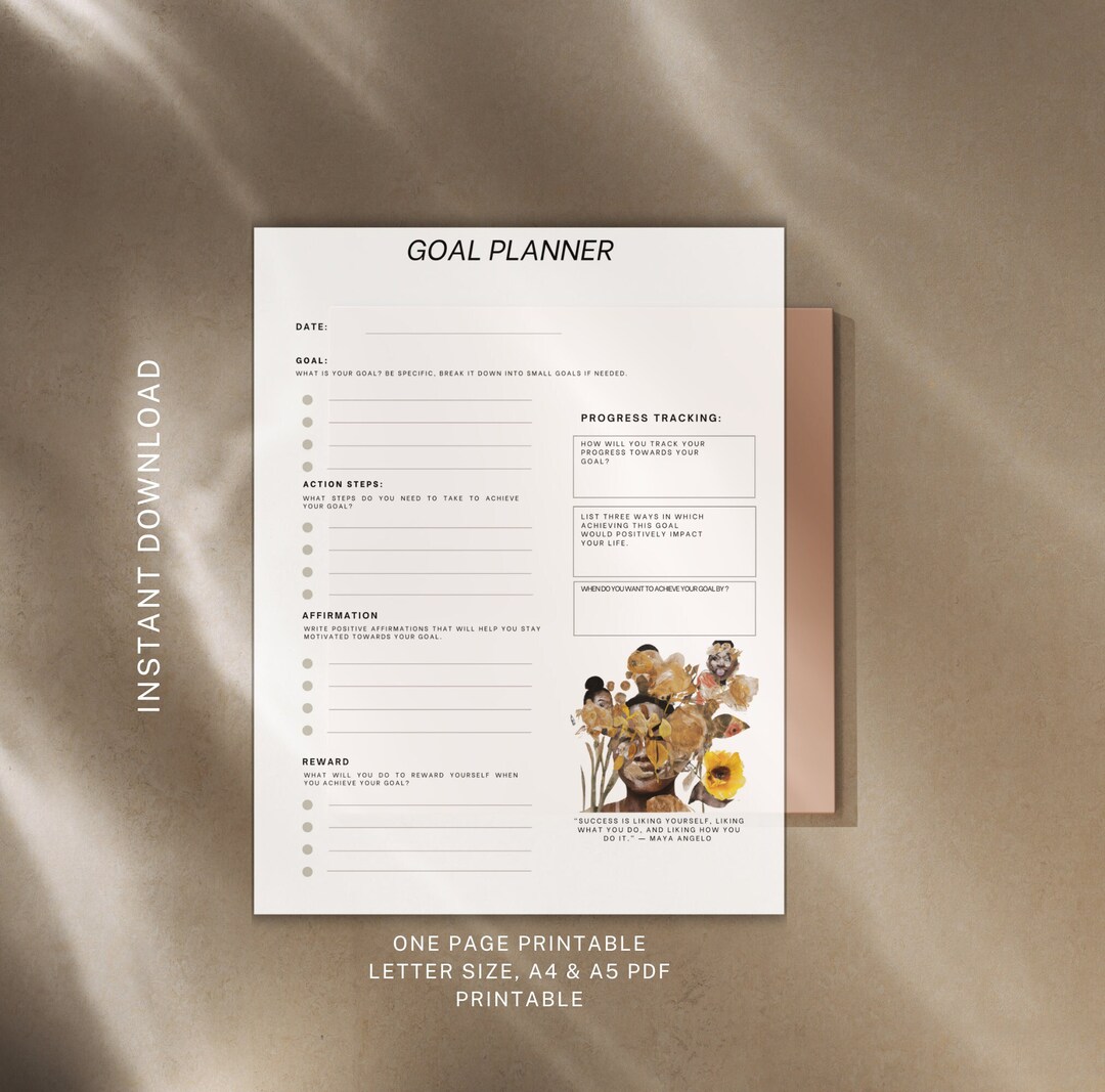 Goal Printable Sheet : A Stress-free Way to Achieve Your Goal | Black ...