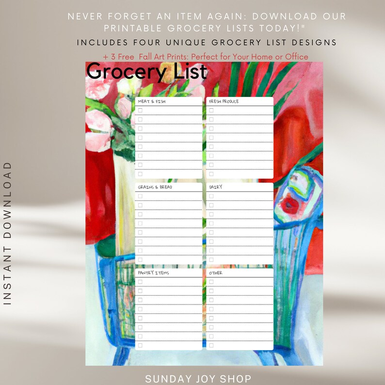 Grocery List Printable Grocery List Printable Grocery List - Etsy