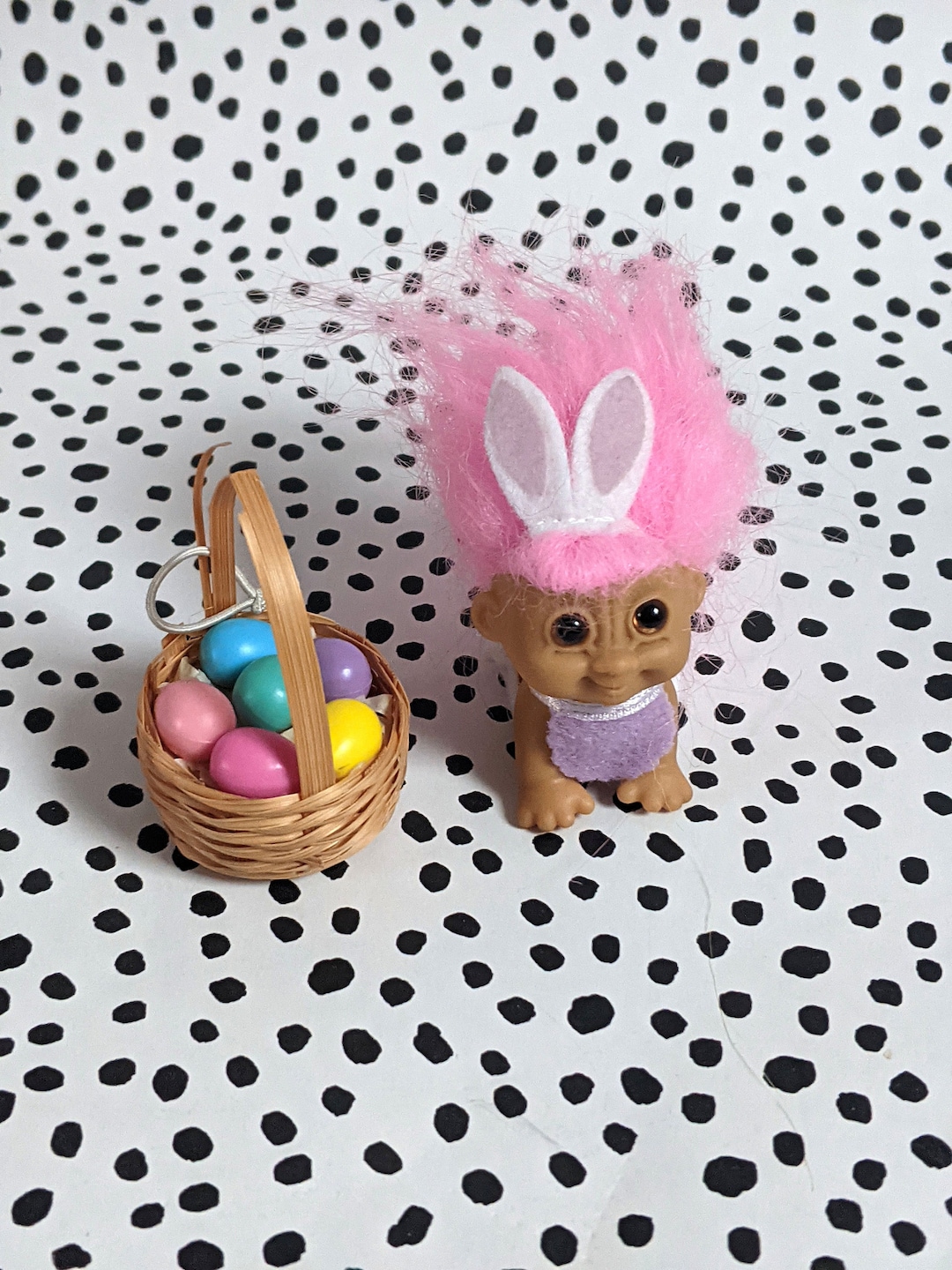 Vintage Baby Easter Russ Troll Doll With Easter Egg Basket 2" | Perfect ...