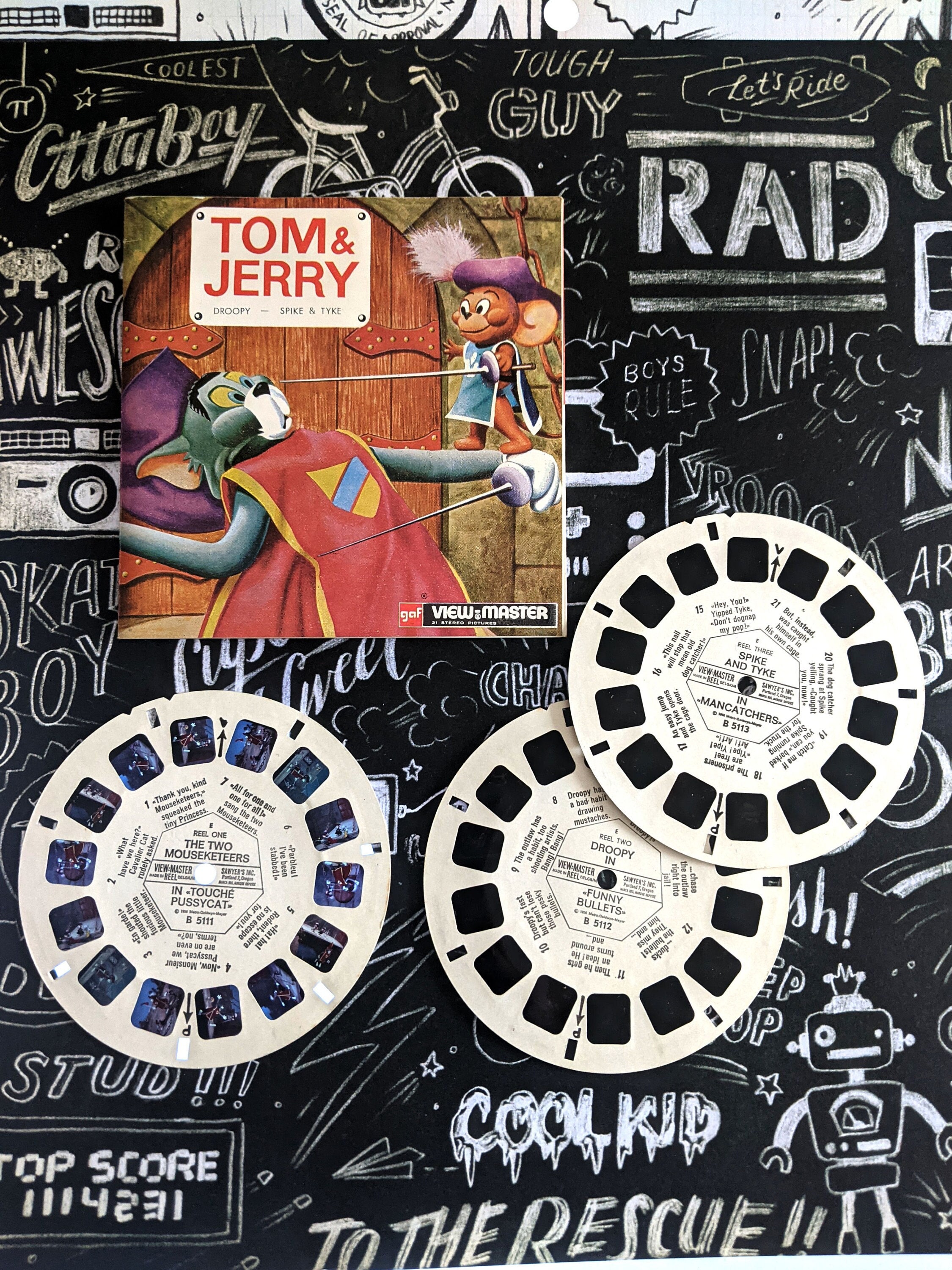 Tom & Jerry Two Mouseketeers View-master Reels Vintage GAF Reels B5111 ...
