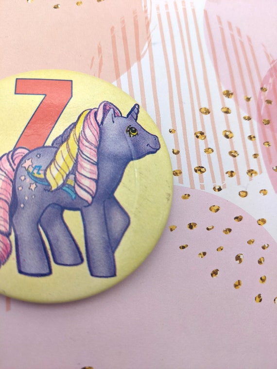 HTF My Little Pony 7 Birthday Badge Vintage 1991 55mm… - Gem