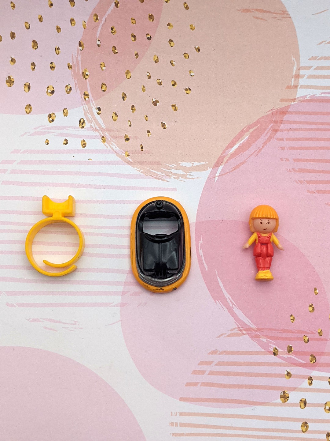 Midge's Bumper Car Polly Pocket Ring Complete Rare Black and Orange ...