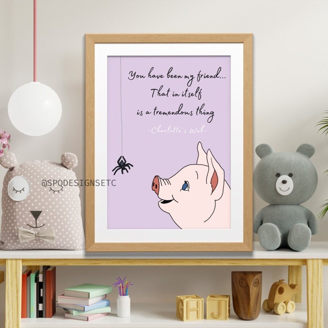Minimalistic Charlottes Web Wall Art With Quote Story Book - Etsy