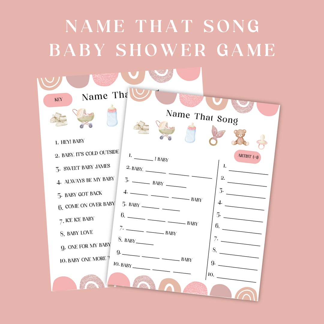 Baby Shower name That Song Game Guess That Song Pink Theme - Etsy