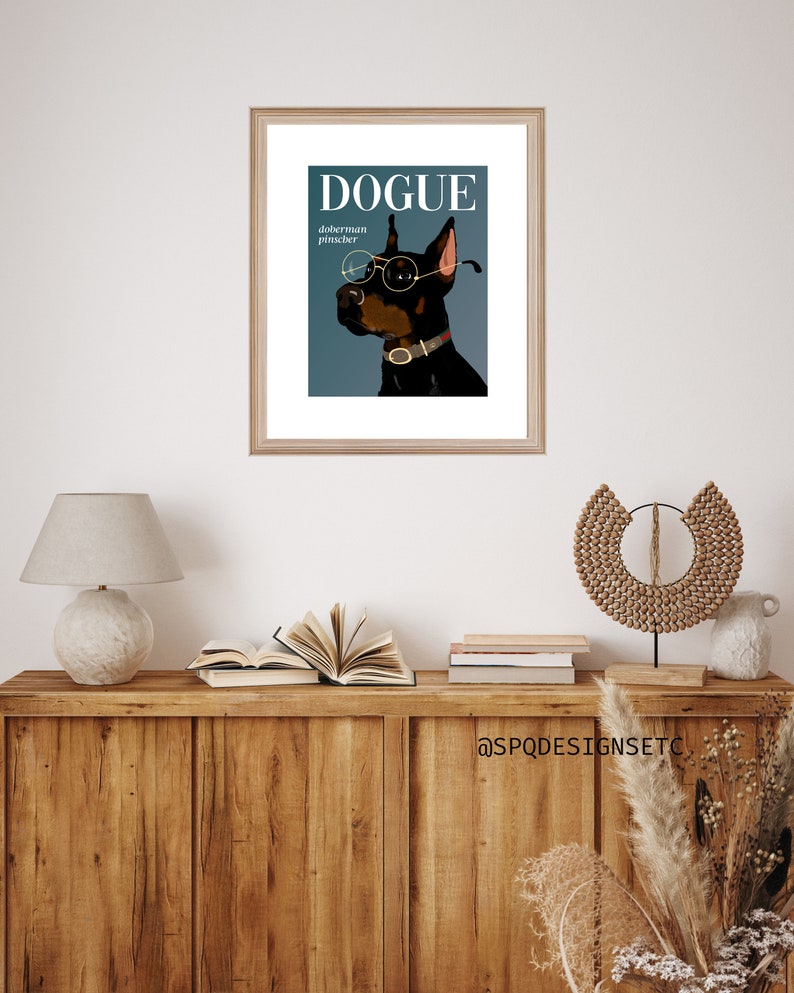 Doberman Pinscher DOGUE Magazine Cover Wall Art - Etsy