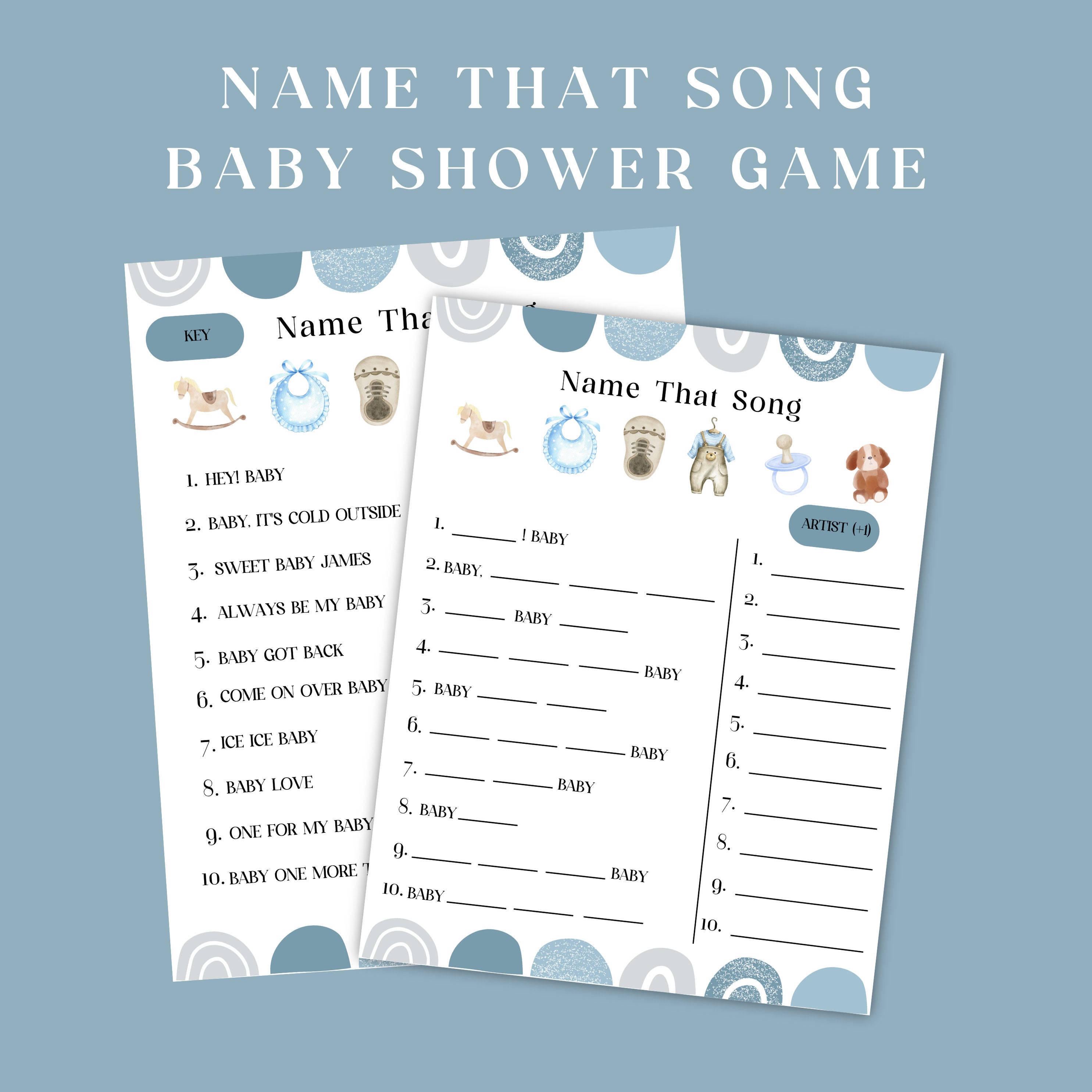 Baby Shower name That Song Game Guess That Song Blue Theme - Etsy
