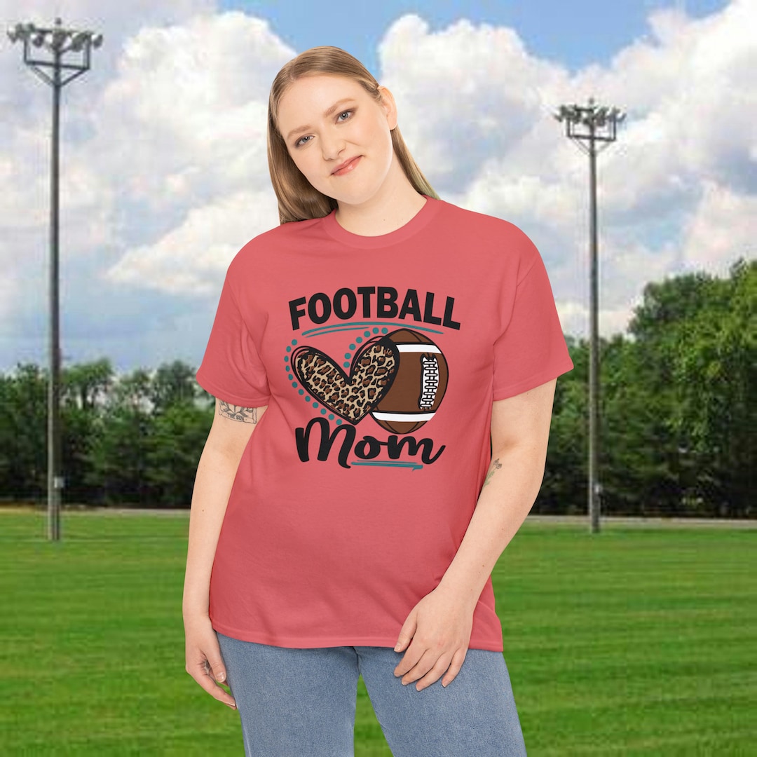 Football Mom Leopard Print Heart Tee - Etsy
