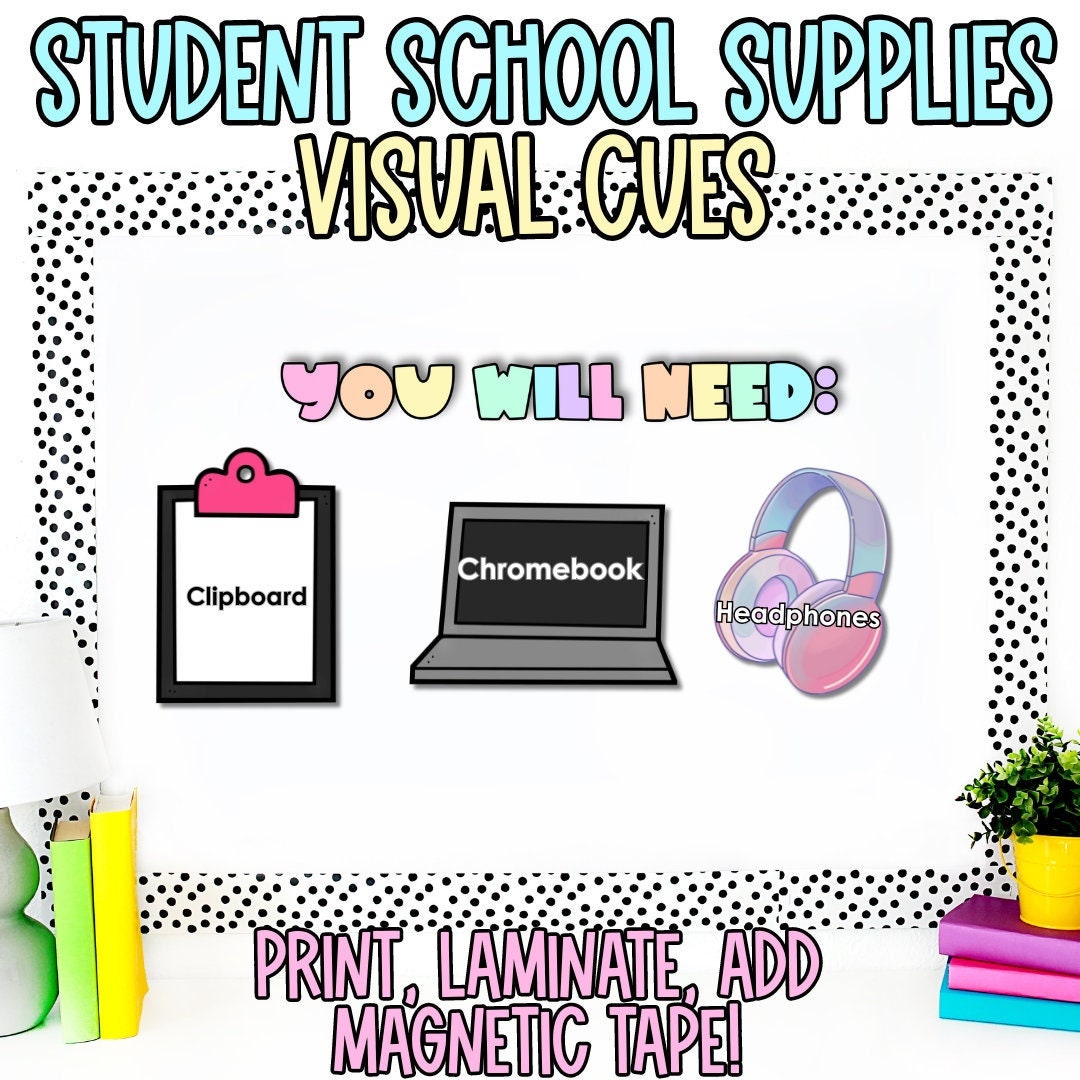 Supplies You Will Need School Supplies Visual Cues for Whiteboard ...