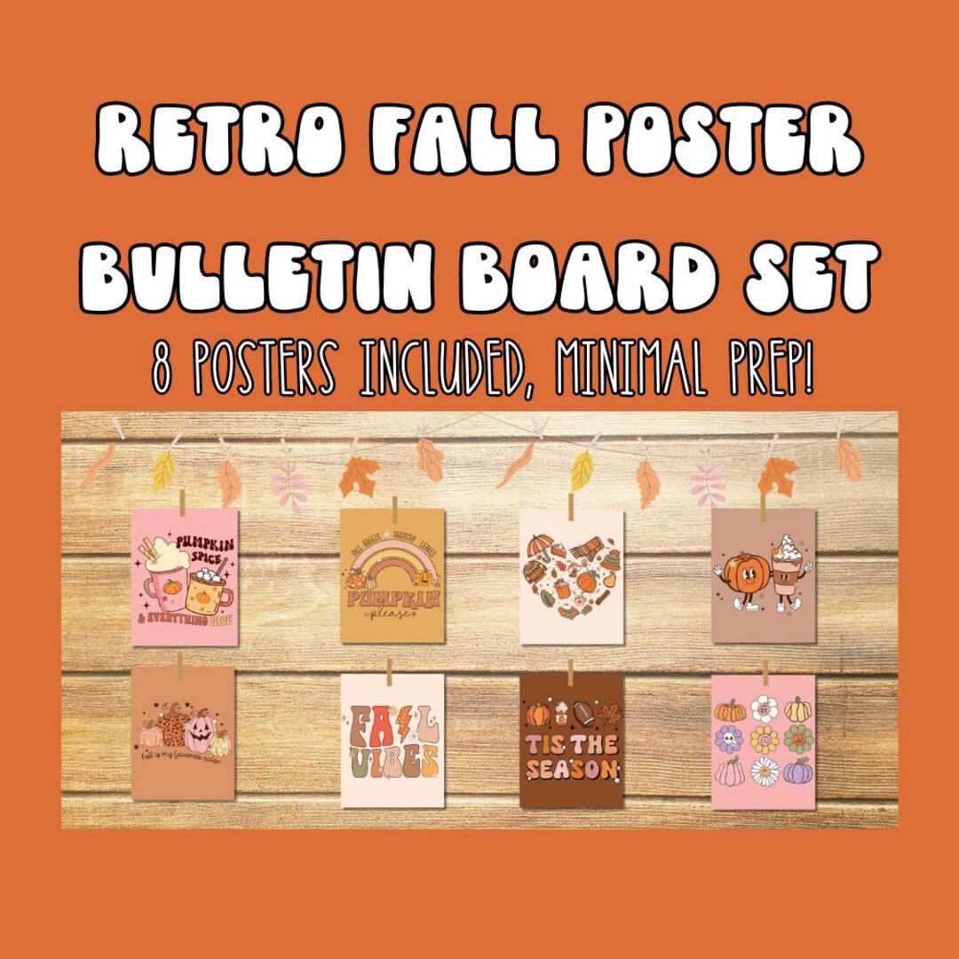 Retro Fall Bulletin Board Posters, Retro Halloween Bulletin Board ...