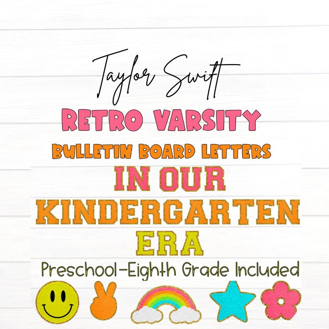 Taylor Swift Eras Grade Level Retro Varsity Letter Bulletin Board Décor ...
