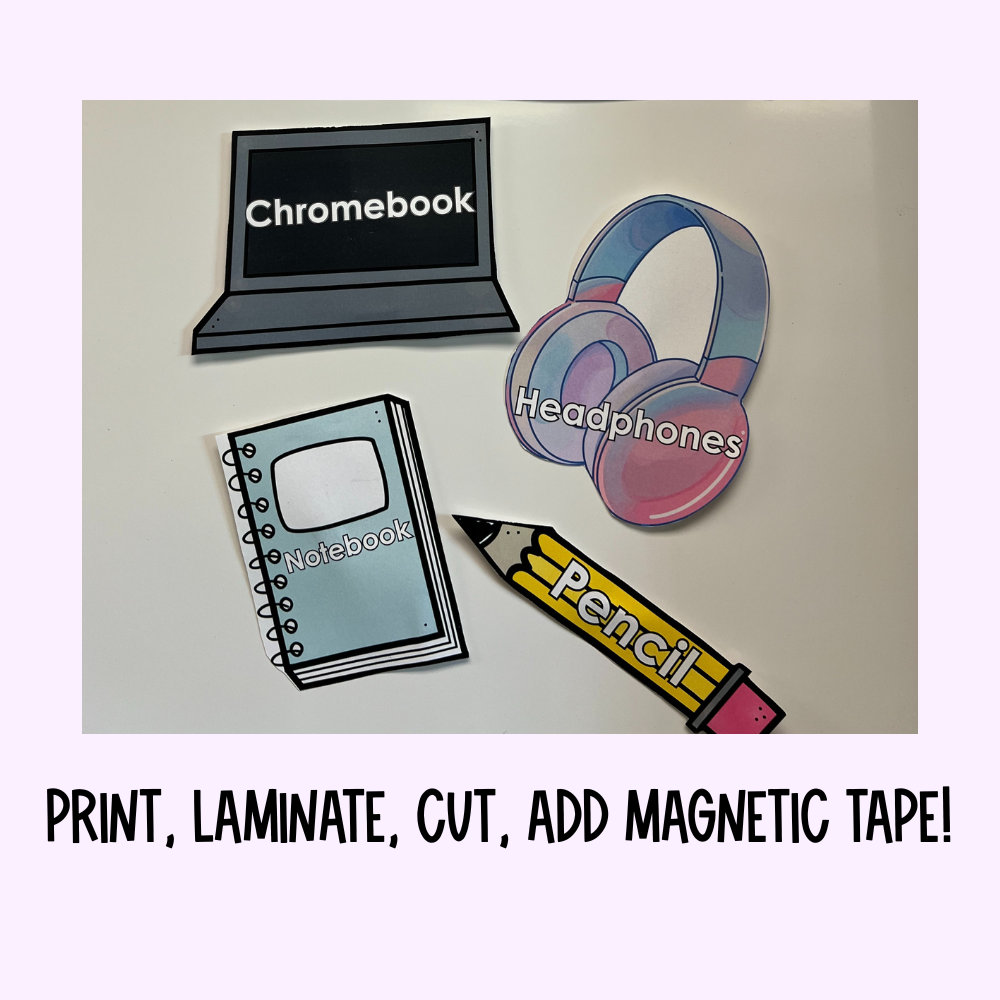 Supplies You Will Need School Supplies Visual Cues for Whiteboard ...