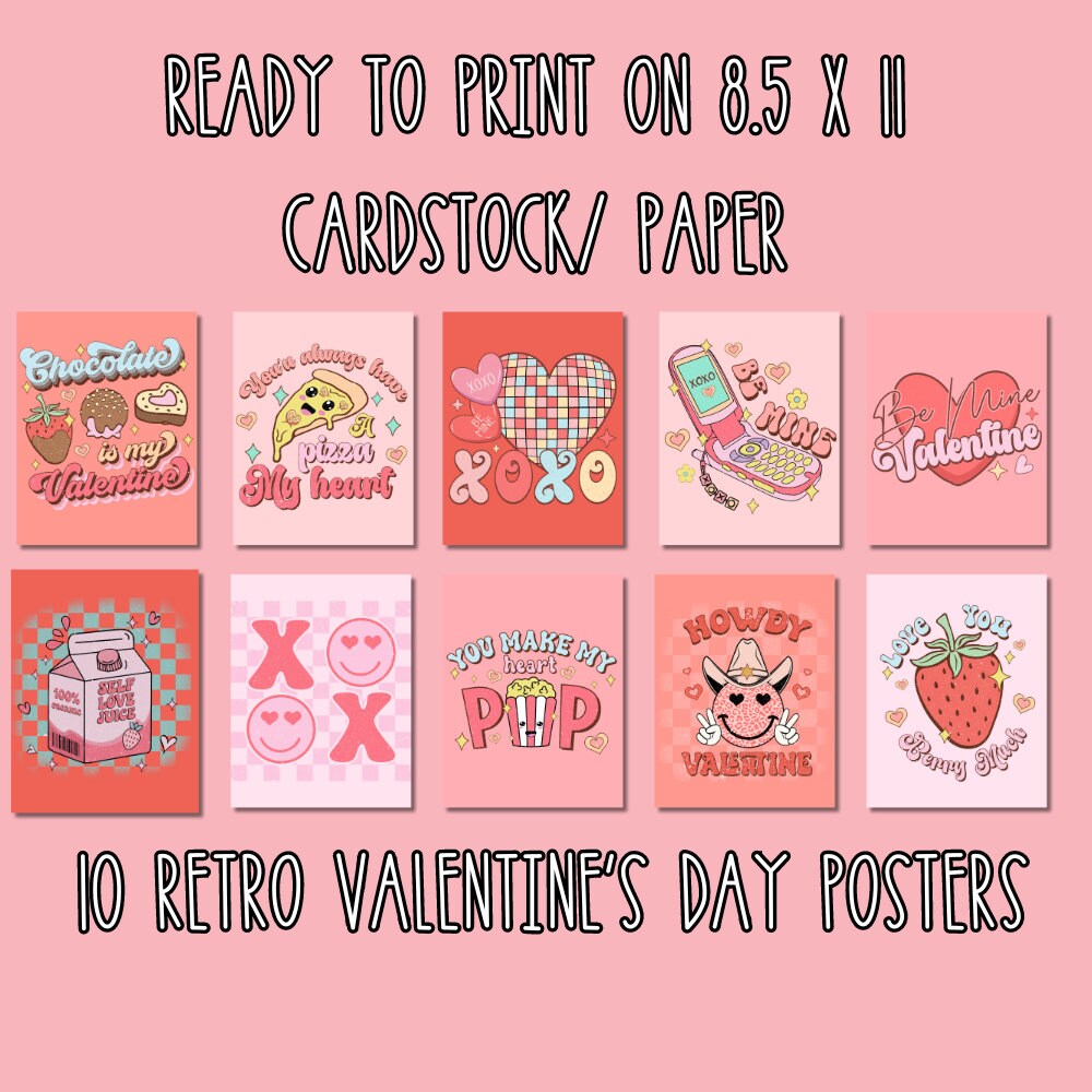 Retro Valentine's Day Bulletin Board Posters, Retro Valentine's Day ...