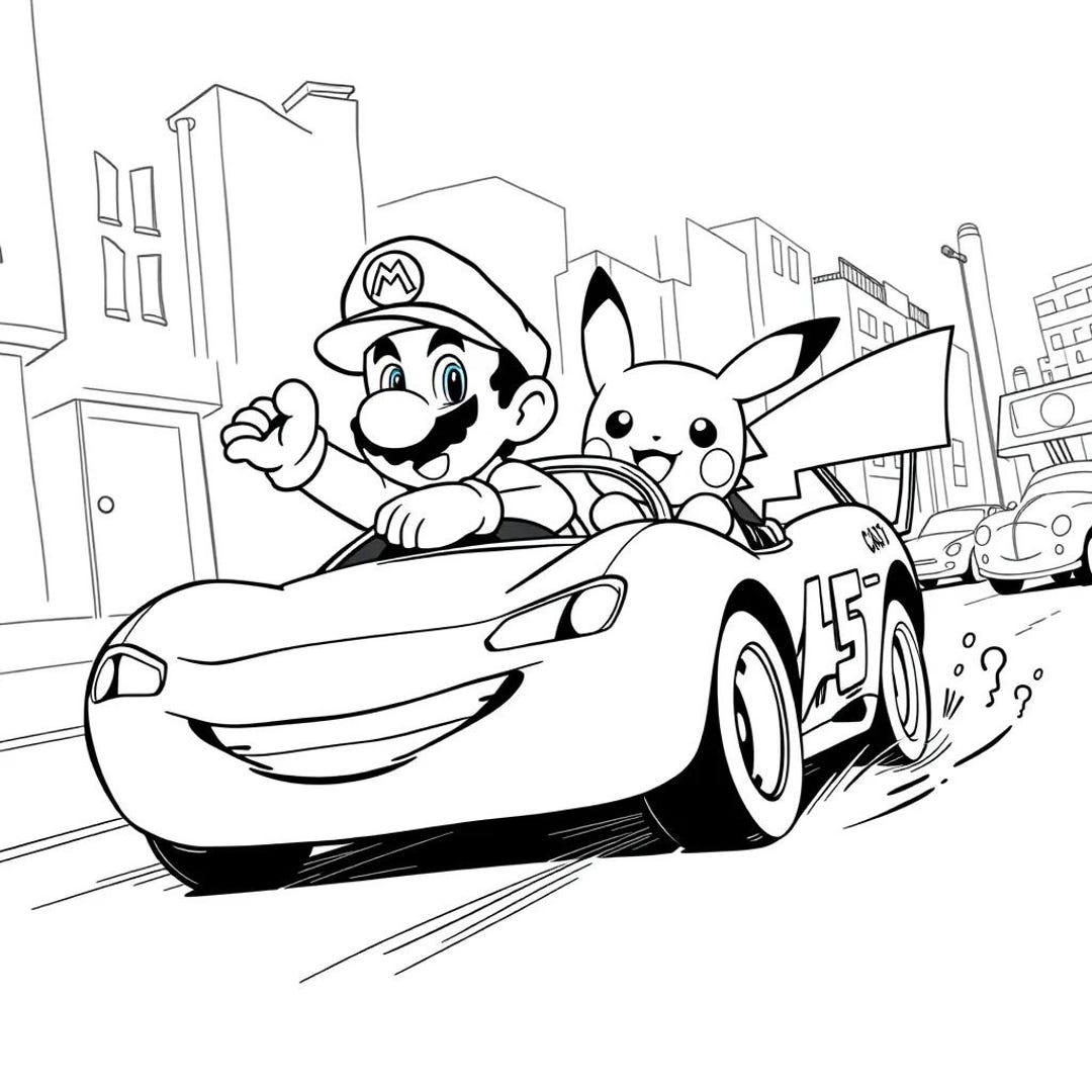 Mario and Pikachu Coloring Pages, Over 30+ Pages! - Etsy