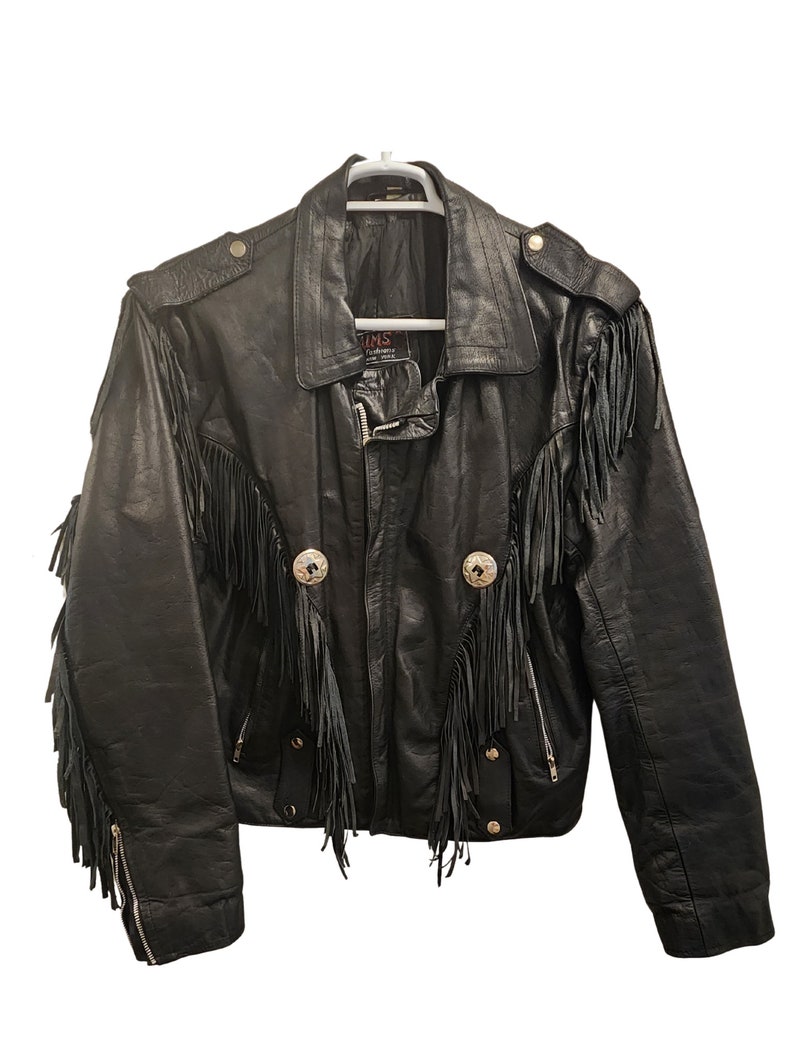 Vintage Leather Fringe Motorcycle Jacket - Etsy