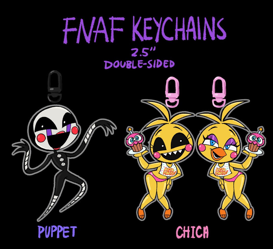 Fnaf Toy Chica & Puppet Acrylic Keychains - Etsy