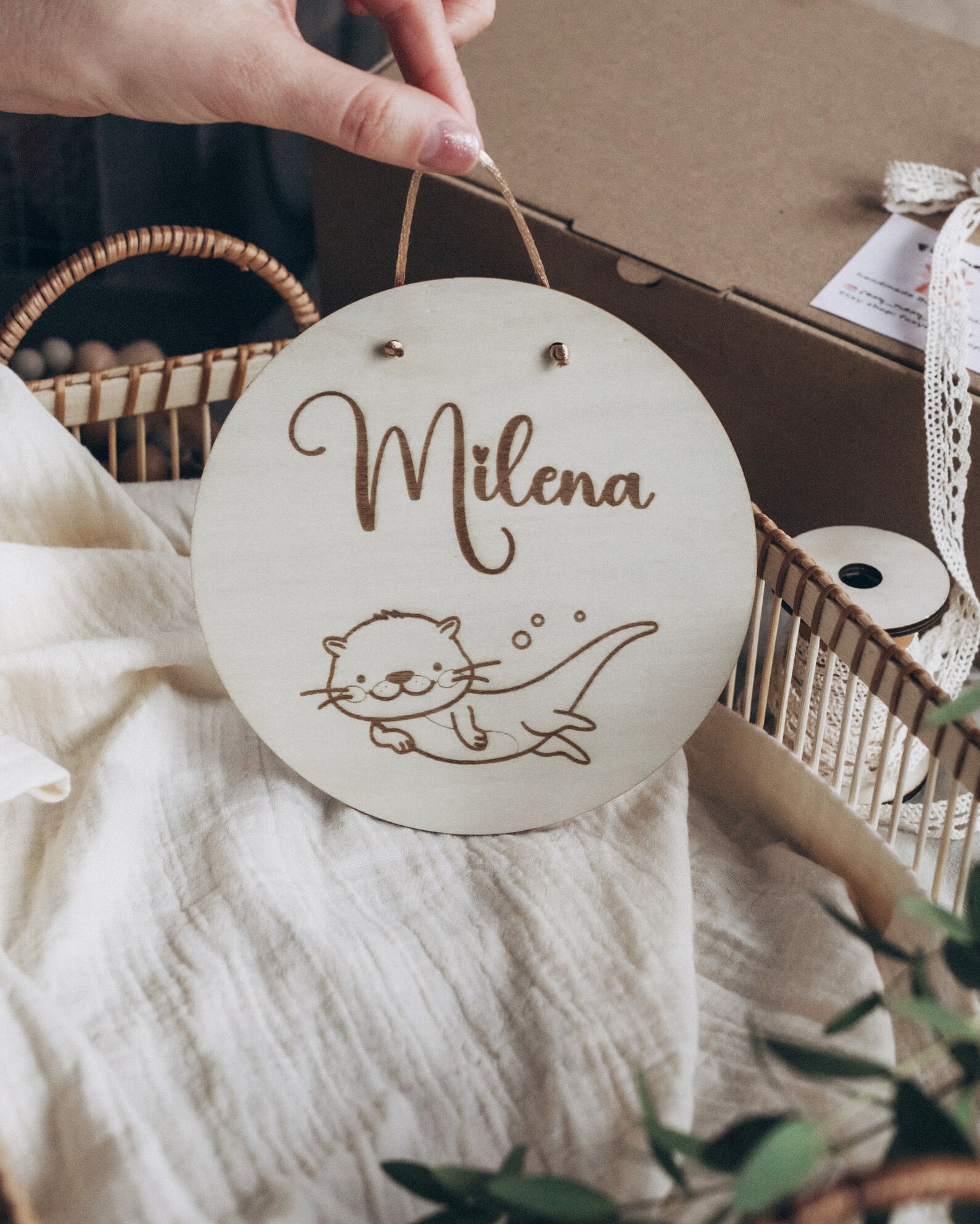 Wooden Sign With Otter Motif/ Personalized Wooden Decoration ...