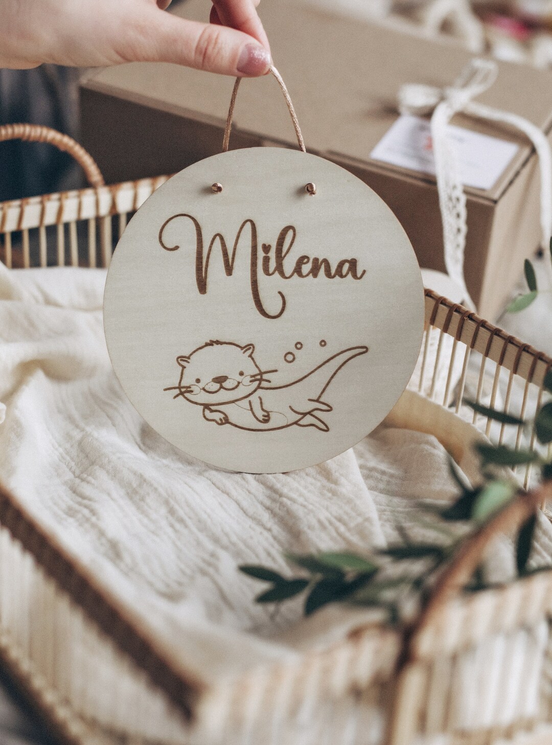 Wooden Sign With Otter Motif/ Personalized Wooden Decoration ...