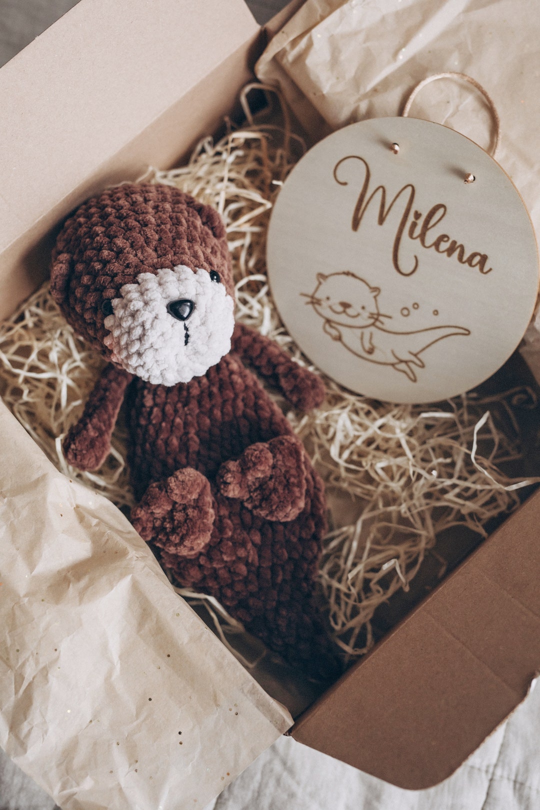 Large Snuggler Otter With Personalized Wooden Name Sign Otter Motif ...