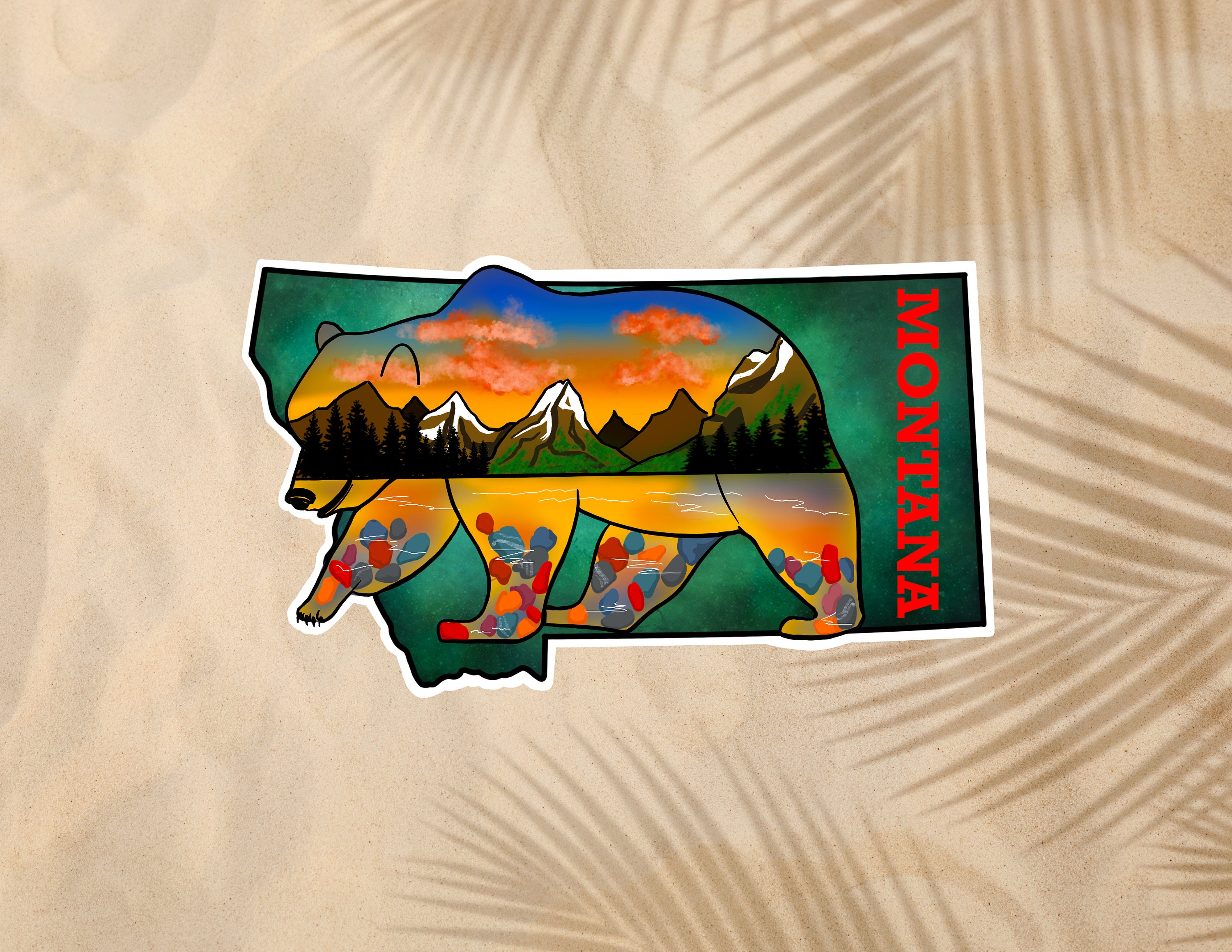 Montana Grizzly Bear Sticker - Etsy