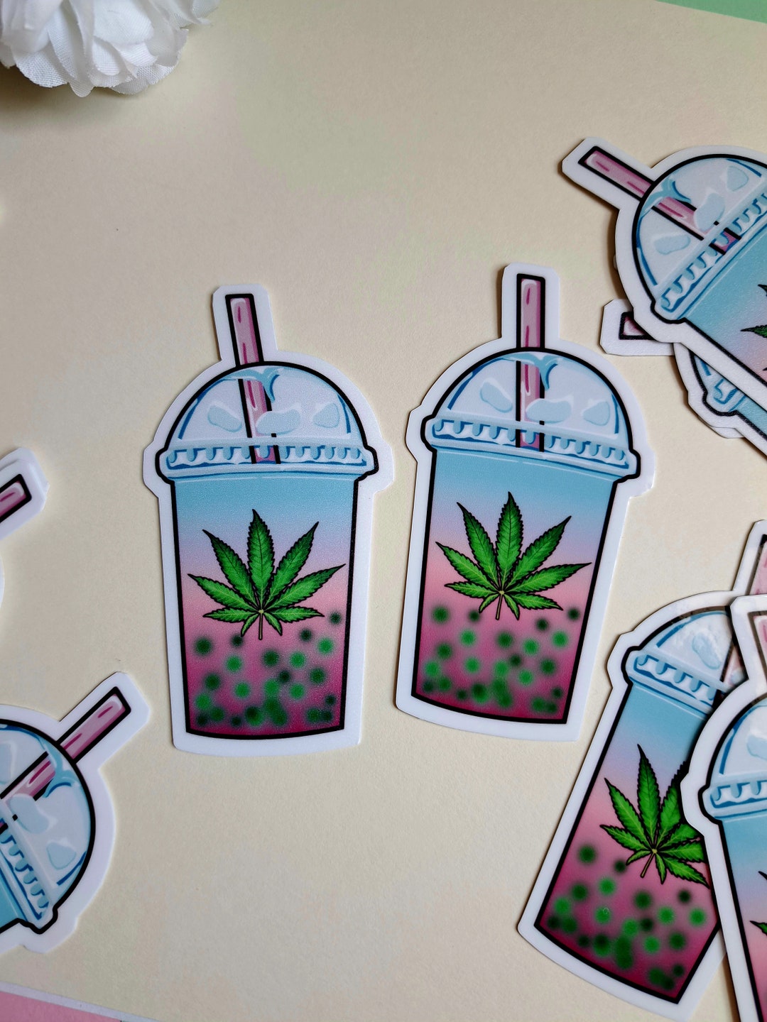 Weed Boba Tea Sticker - Etsy