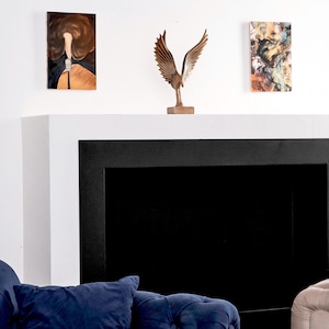 Modern Gold Phoenix Rising Statue: Abstract Home Office Bookshelf ...