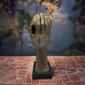 Hands Holding World Sculpture: Vintage Style Unity and Peace Earth ...