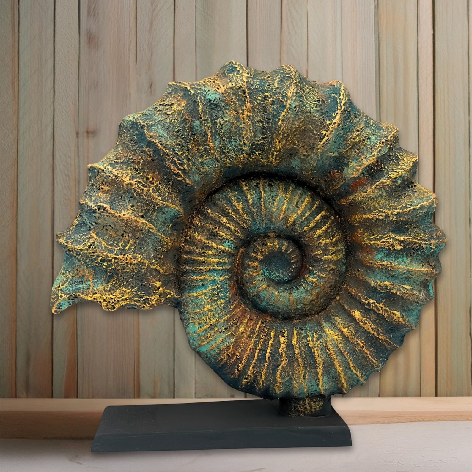 Hand-painted Ammonite Fossil Statue: Aquarium and Beachy House Sea ...
