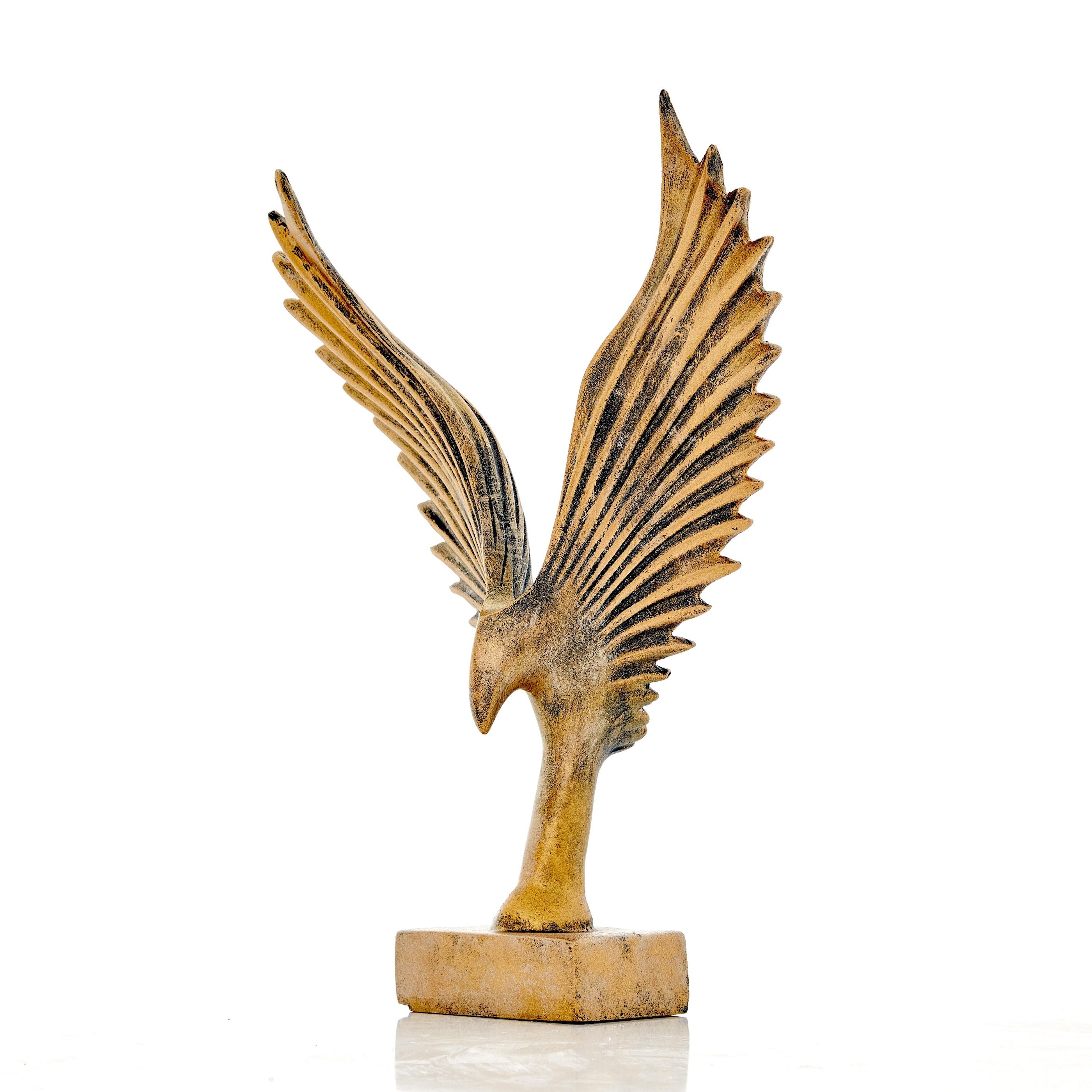 Modern Gold Phoenix Rising Statue: Abstract Home Office Bookshelf ...