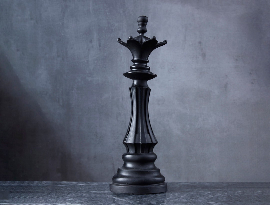 Decorative Black Queen Chess Piece, Handmade Modern Queen Statue ...