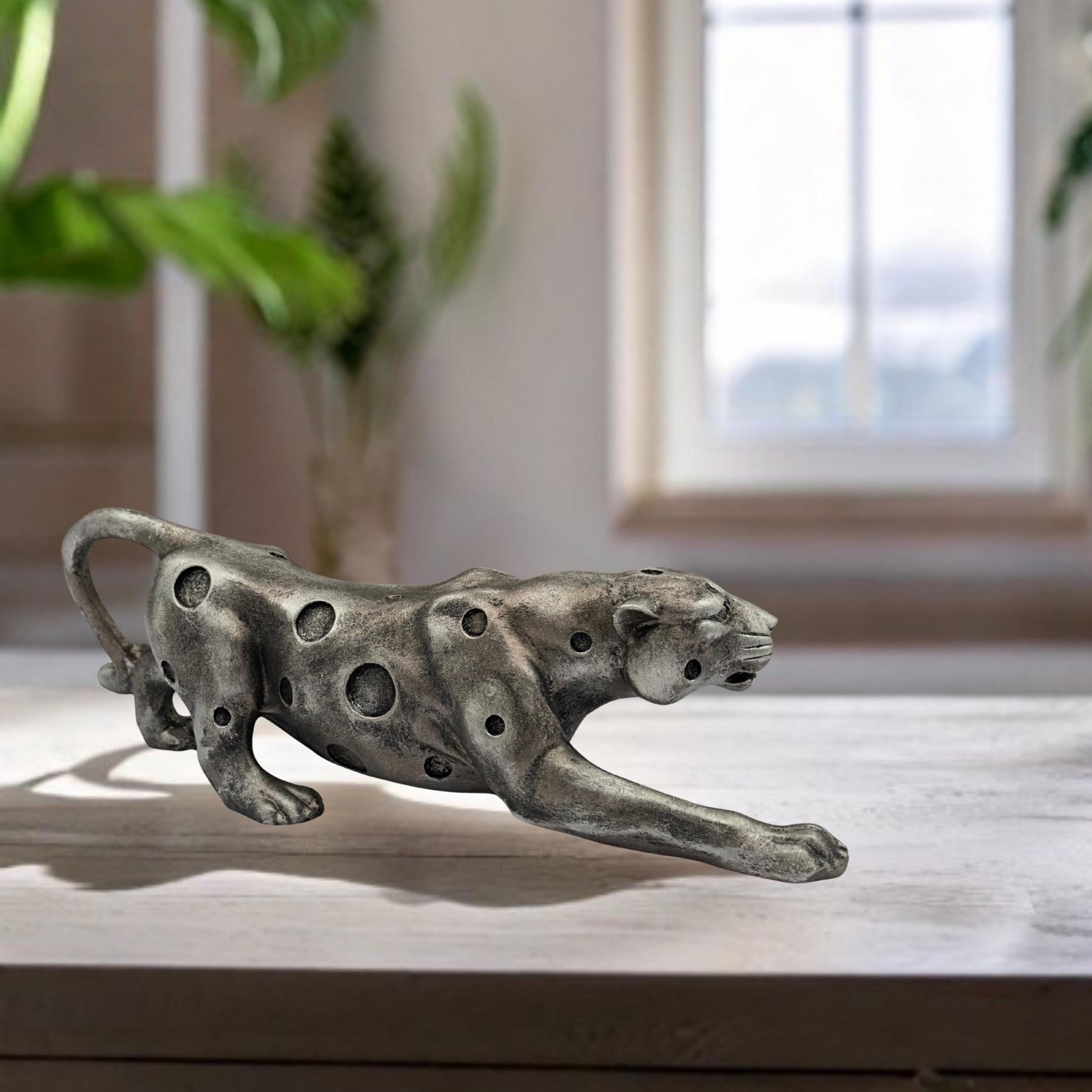 Panther Statue With Circular Hole: Hand-painted Puma Jaguar Leopard ...