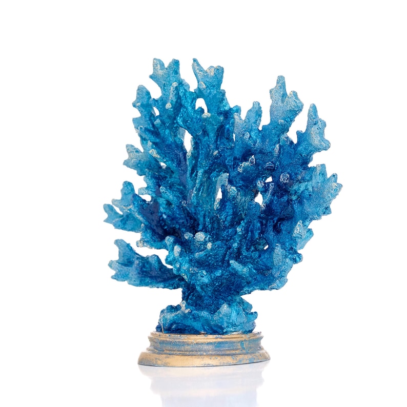 Handmade Blue Coral Sculpture: Coastal Home Office Aquarium & Sideboard ...