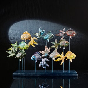 Decorative Colorful School of Fish Sculpture, Handmade Unique Fish ...