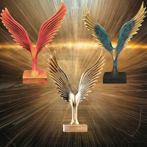 Decorative Abstract Phoenix Sculpture, Modern Fire Colored Phenix ...
