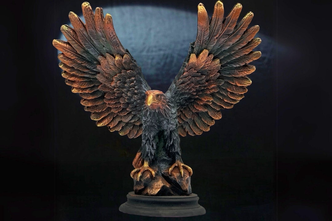 Realistic Winged Eagle Statue: Rising Bird Sculpture, Home Office ...