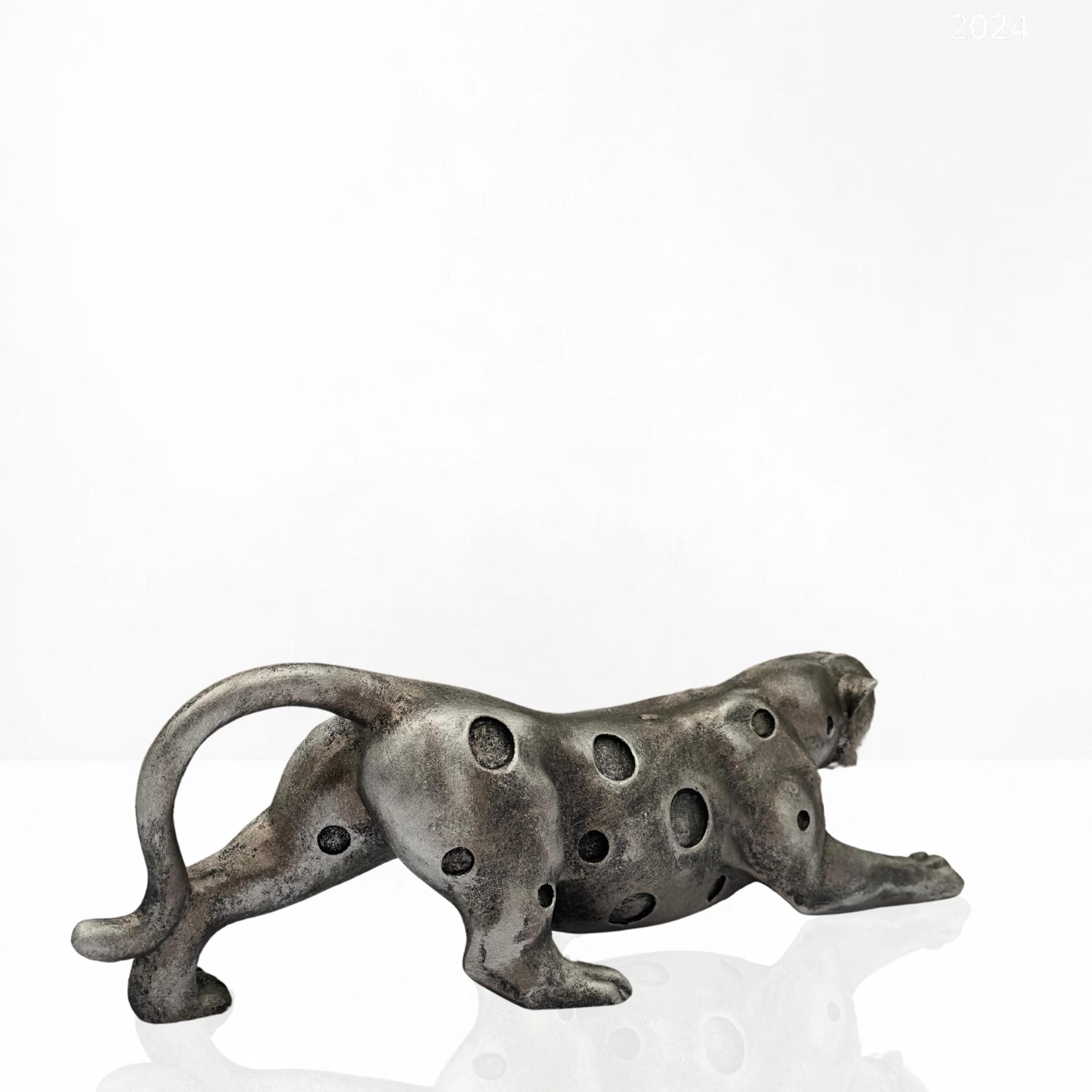 Panther Statue With Circular Hole: Hand-painted Puma Jaguar Leopard ...