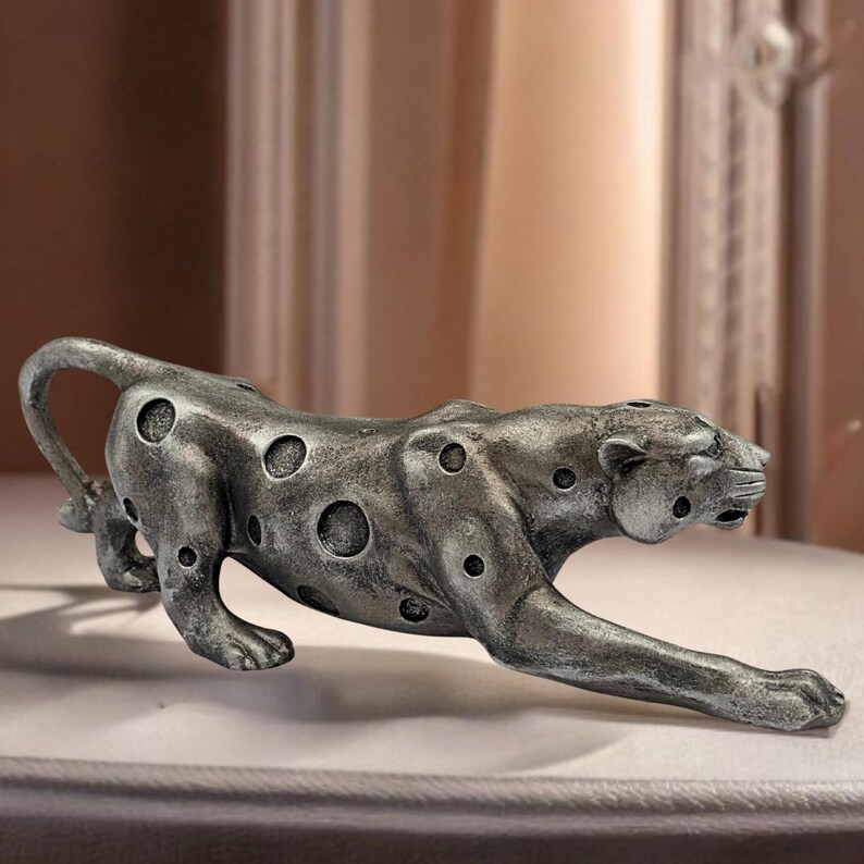 Panther Statue With Circular Hole: Hand-painted Puma Jaguar Leopard ...