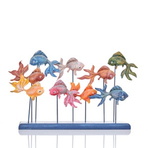 Decorative Colorful School of Fish Sculpture, Handmade Unique Fish ...