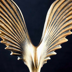 Modern Gold Phoenix Rising Statue: Abstract Home Office Bookshelf ...