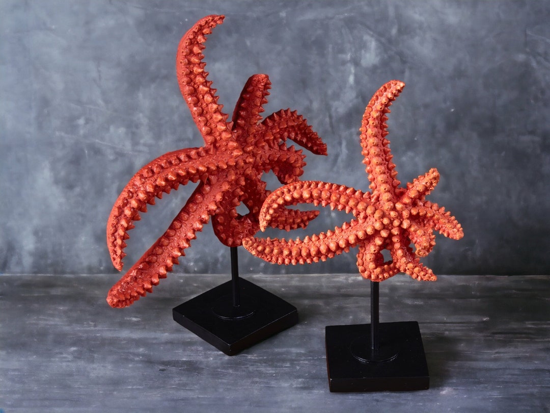 Decorative Starfish Statue Set, Personalized Coral Colored Sea Star ...