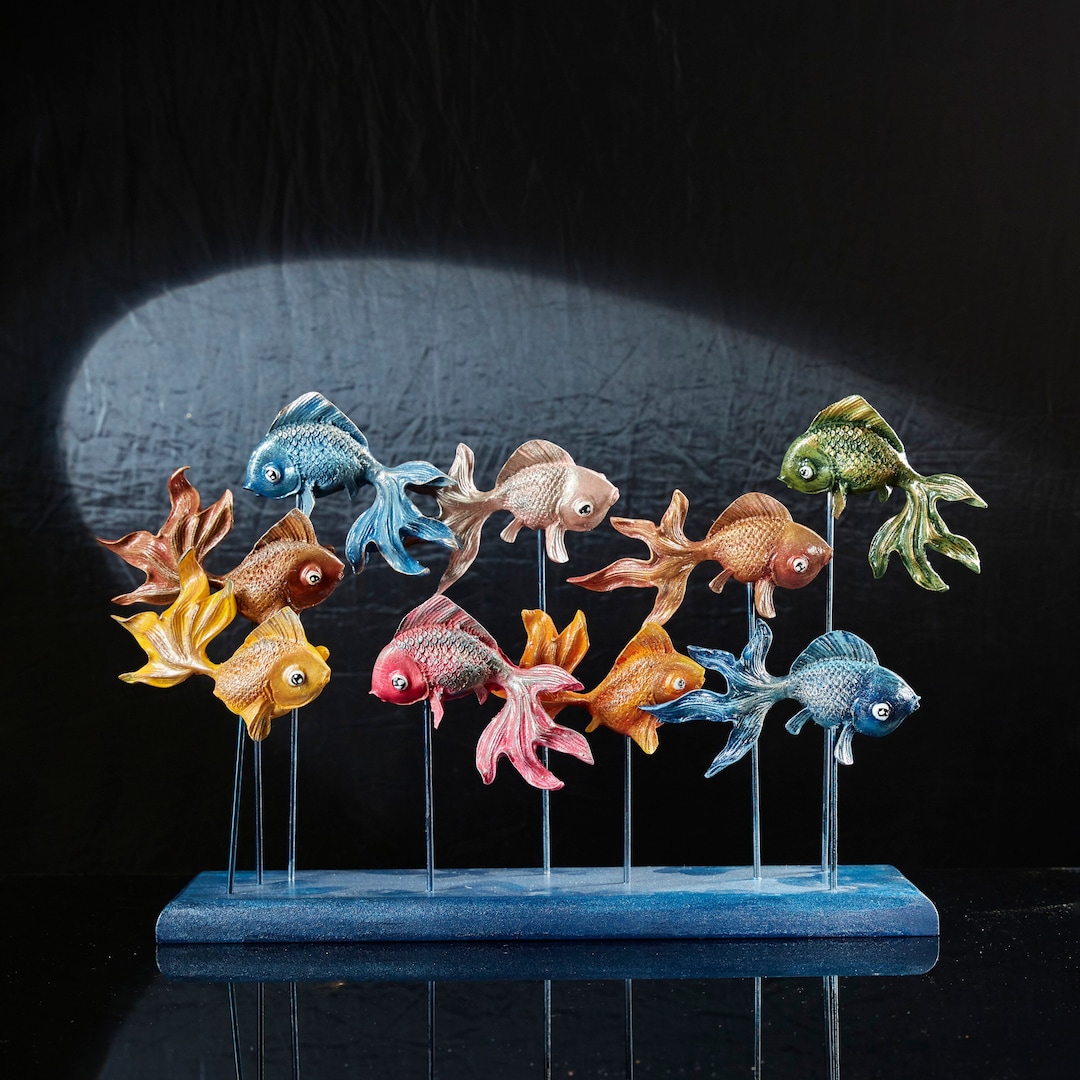Decorative Colorful School of Fish Sculpture, Handmade Unique Fish ...
