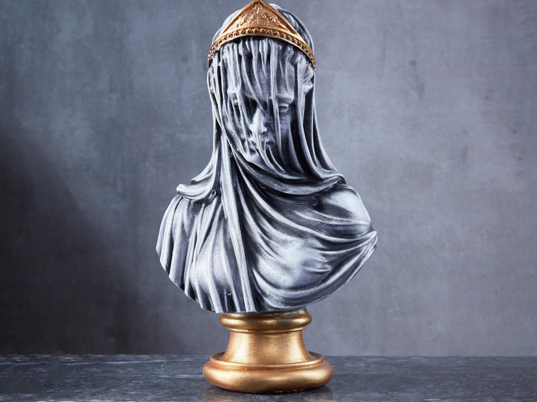 Decorative Virgin Mother Mary Statue, Handmade Veiled Lady Bust ...