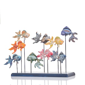 Decorative Colorful School of Fish Sculpture, Handmade Unique Fish ...