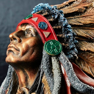 Native American Chief Bust Statue: Unique American Indian Sculpture ...